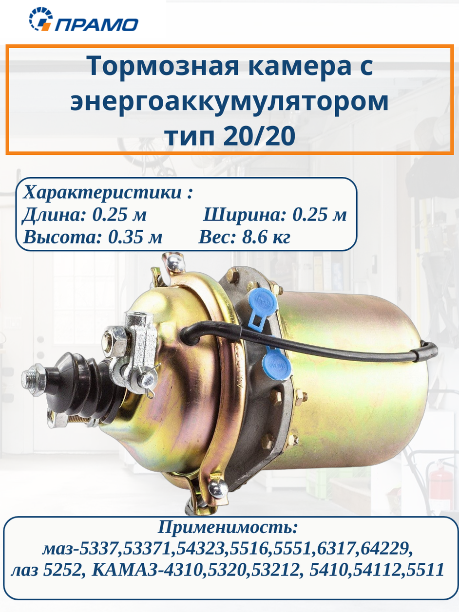 100-3519100-10 (прамо) Тормозная камера с энергоаккумулятором тип 20/20 (аналог 25.3519101)