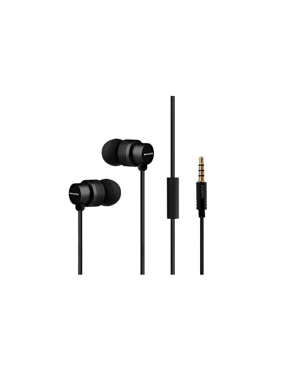 Наушники-вкладыши Awei ES-970i, с микрофоном, для смартфонов, черные