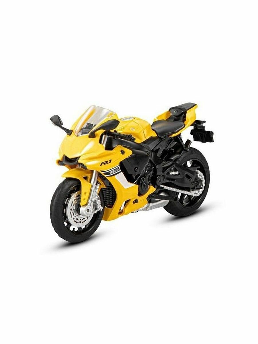 Мотоцикл металл. 1:18 YAMAHA YZF-R1, желтый, свободный ход колес