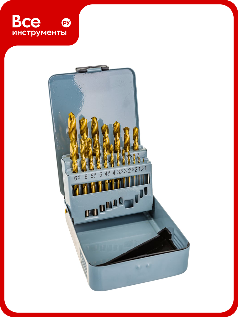 Набор спиральных сверл по металлу HSS TiN в металлическом кейсе TDBS19 Thorvik 19 шт