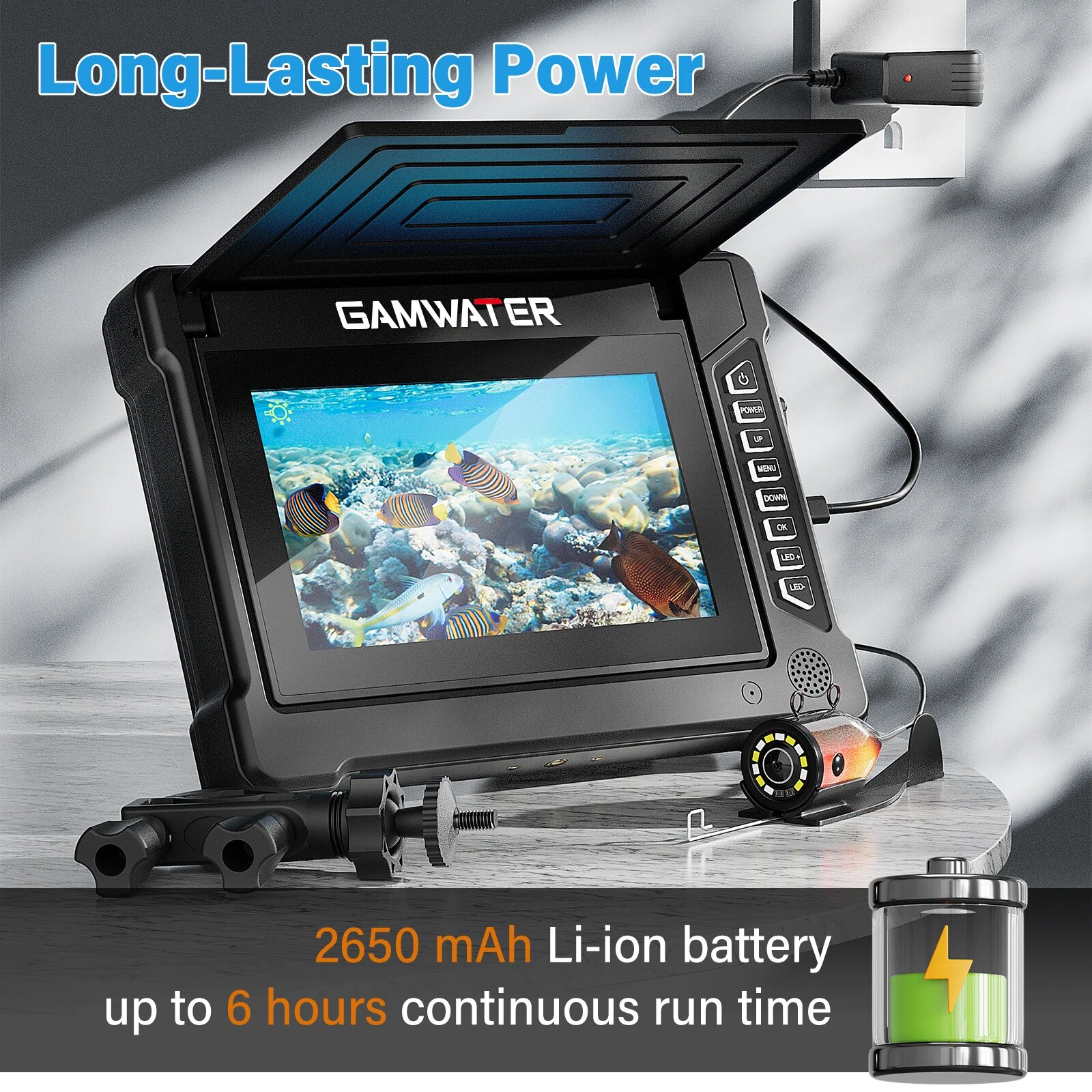 GAMWATER 7-дюймовый эхолот с камерой для подводной рыбалки 50M
