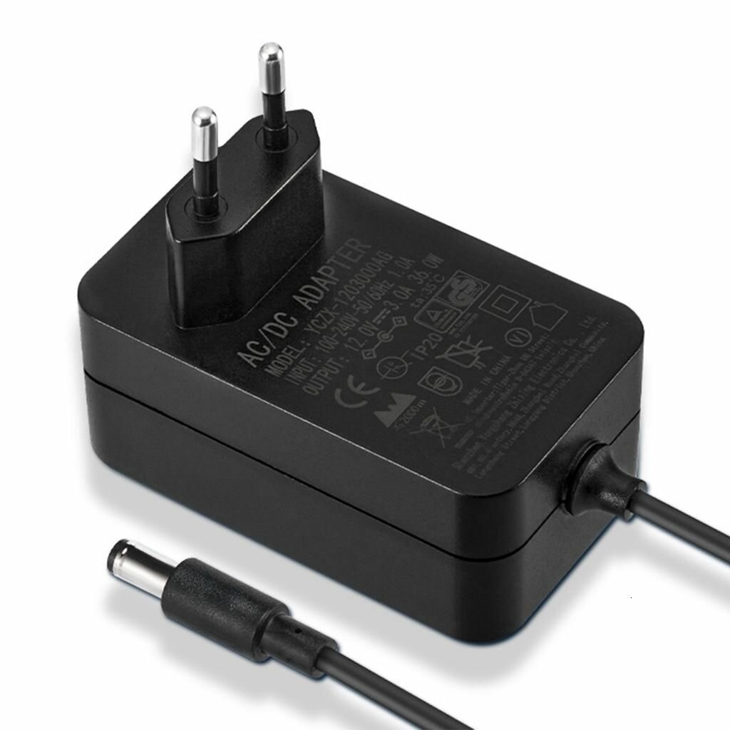 Компактный адаптер питания 36W с евровилкой, устойчивый к высоким температурам, для путешествий, ДК 5,5х2,1 - 24V1.5A