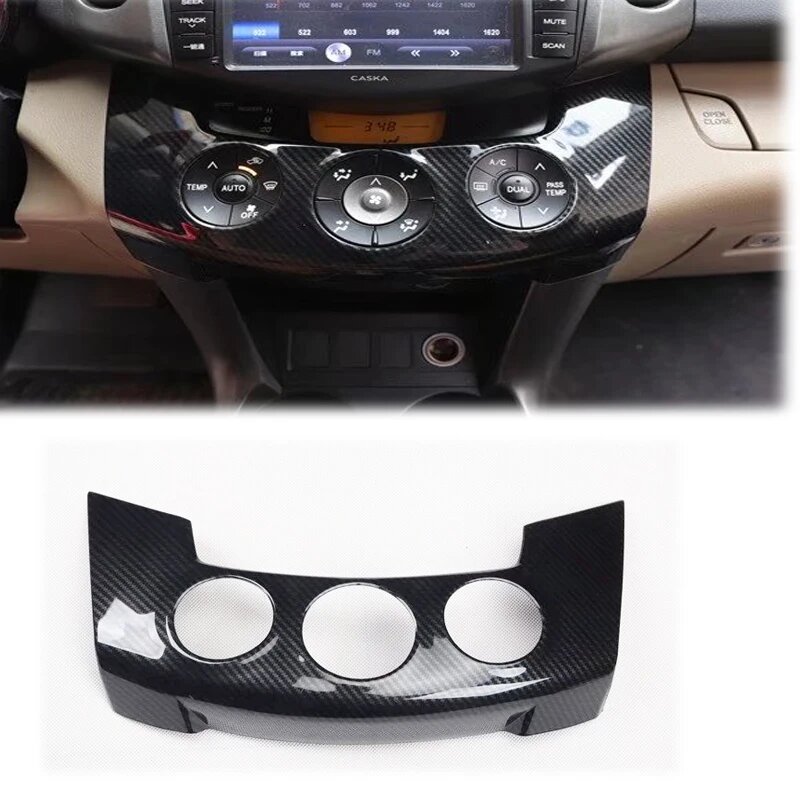 Приборная панель автомобиля, кнопка регулировки кондиционера, молдинги крышки панели для Toyota RAV4 RAV 4 2009 2010 2011 2012, автомобильные аксессуары ABS Carbon Fiber A