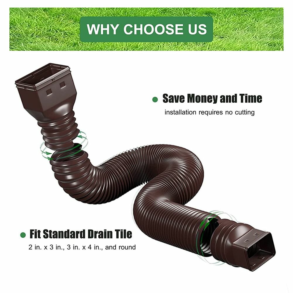 Удлинитель дренажной трубы 21 60 дюймов, гибкий водосточный желоб, водосточный желоб (коричневый)