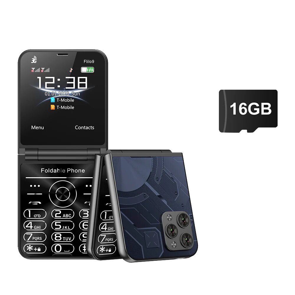 SERVO Flilo9 Flip Mobile Phone 3G Network Call Recording Blacklist FM Radio Flashlight MP4 Foldable Cellphones Dual SIM Standby