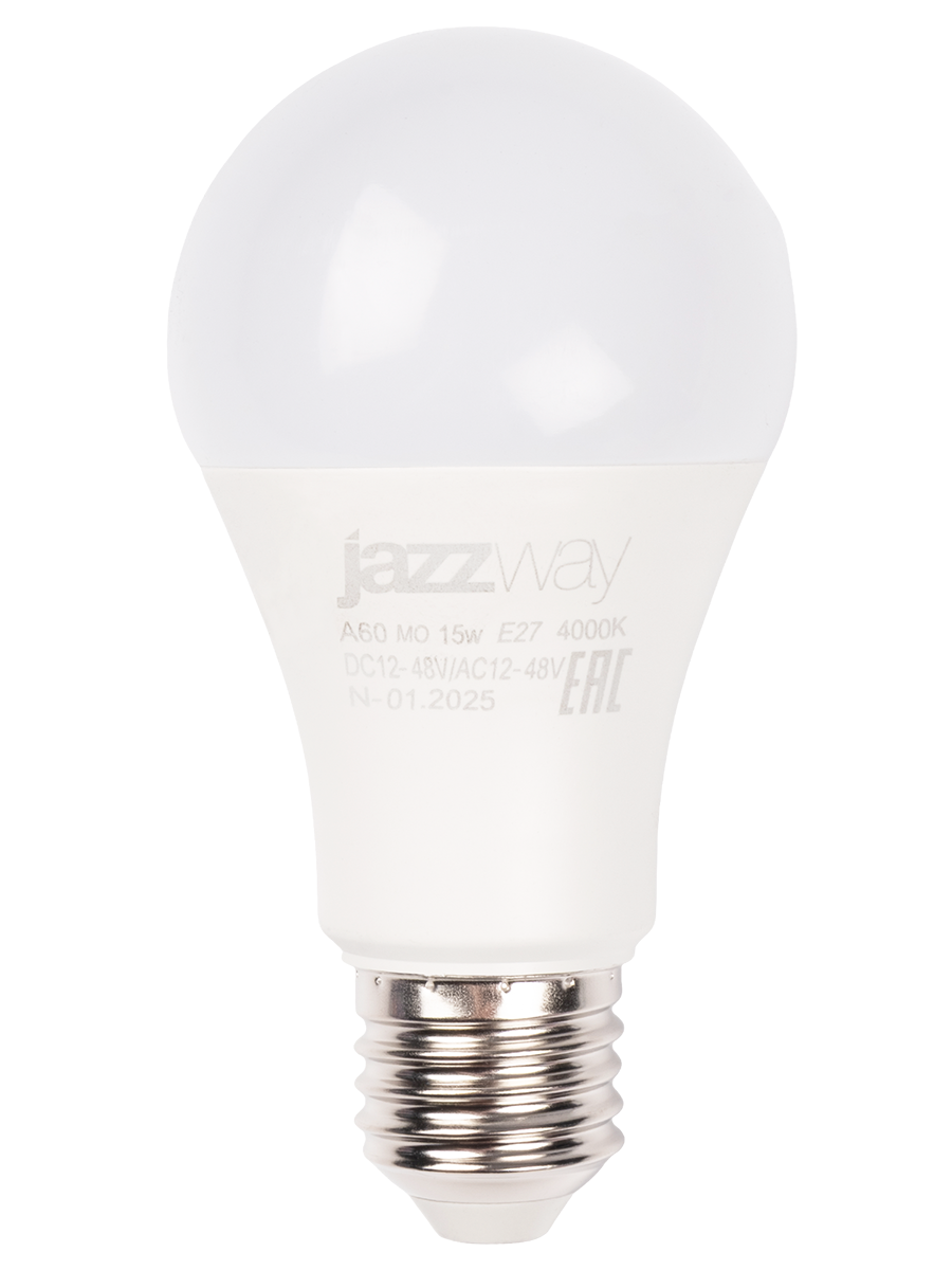 Лампочка светодиодная специального назначения Jazzway LED-A60, МО, 15Вт, 1200Лм, 4000K, E27, нейтральный свет, груша