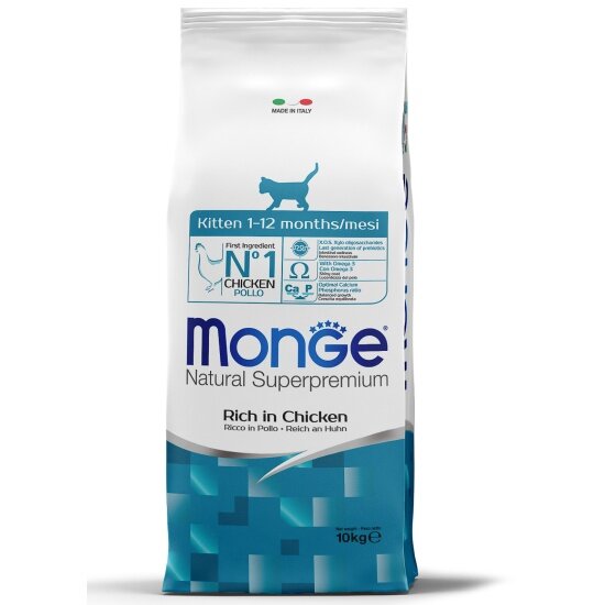 Корм сухой Monge для котят Natural Superpremium Kitten с курицей 10 кг