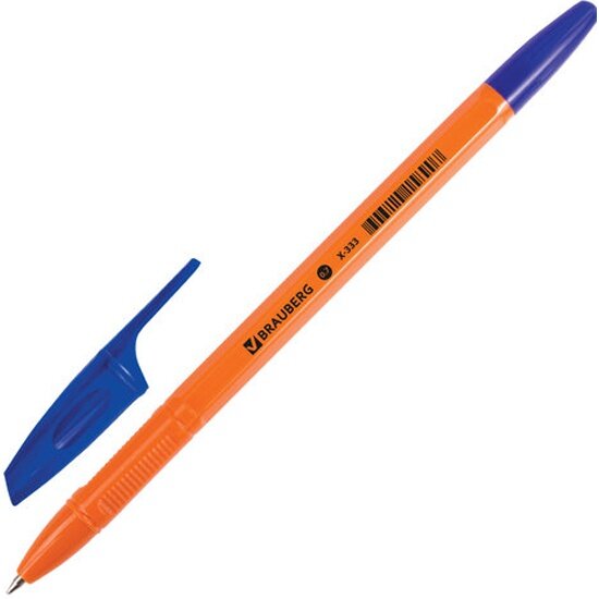 Ручка шариковая Brauberg "X-333 Orange", синяя, корпус оранжевый, узел 0,7 мм, линия письма 0,35 мм, 142409