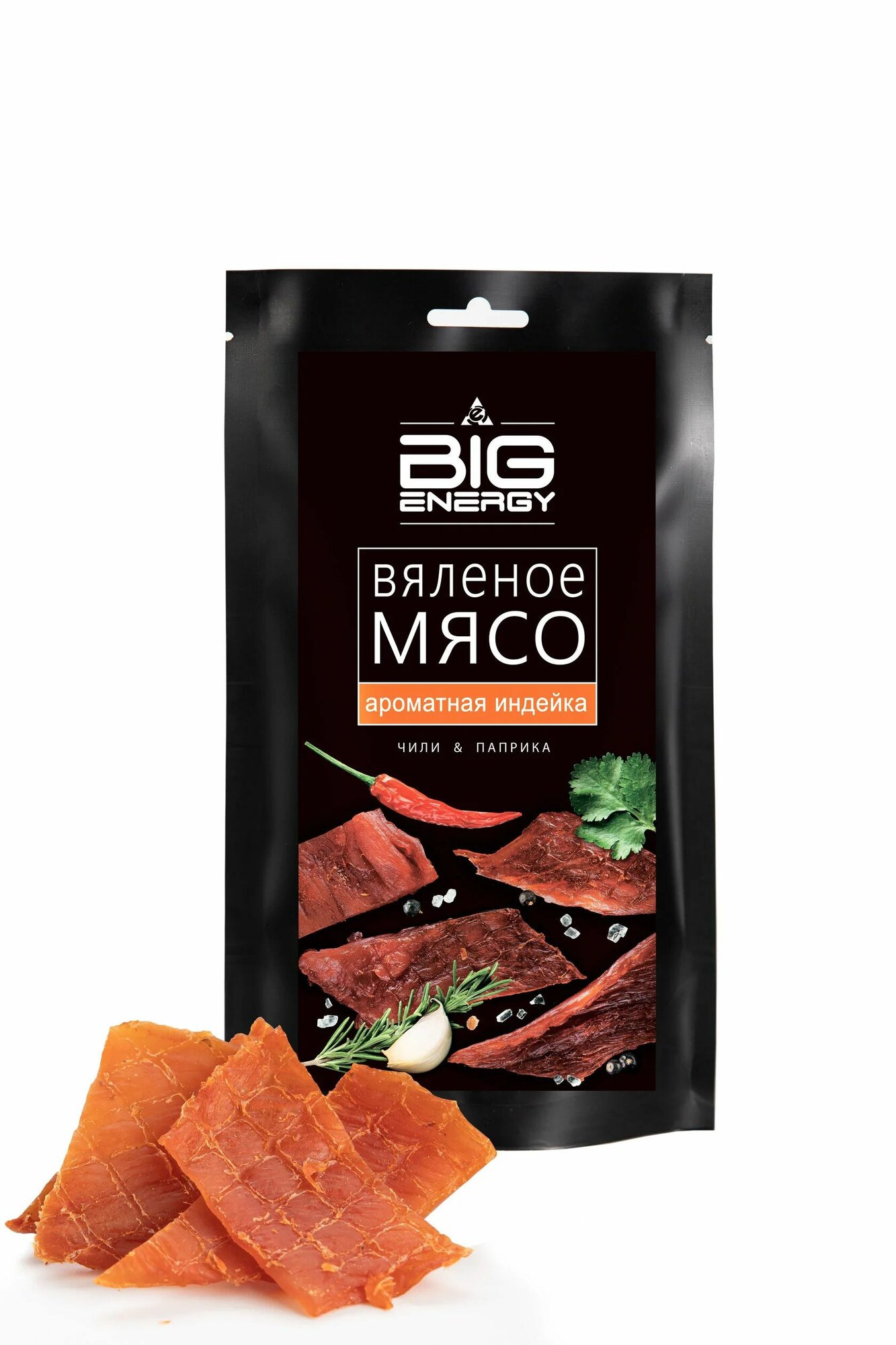Мясо вяленое ароматная индейка "Big energy" 50 гр, 4 шт.