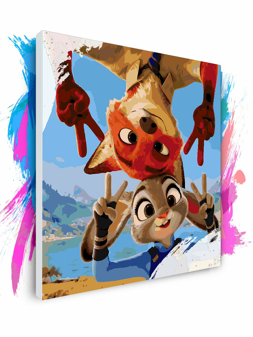 Картина по номерам на холсте Зверополис 2 Ник и Джуди, 100 х 100 см