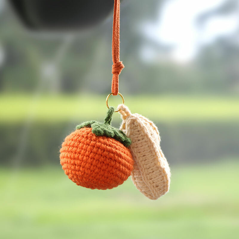 Подвеска для автомобиля "Хорошие вещи случаются", ручная работа, вязаная крючком, хурма, арахис, подвесное украшение для внутреннего зеркала автомобиля, коллекция автомобильных аксессуаров