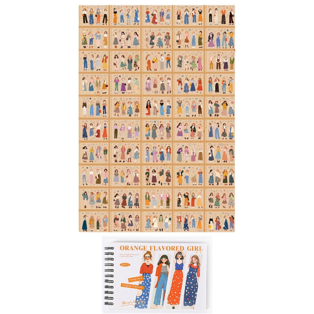 1 катушка ПЭТ-штампованной наклейки с изображением персонажа серии "Девочка со вкусом апельсина"