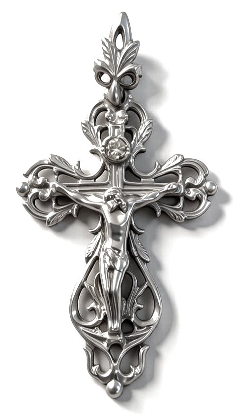 Крестик, серебро, 925 проба, родирование, фианит