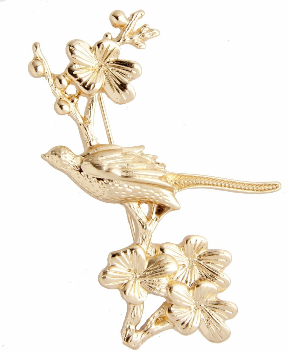 Брошь "Птичка на ветке" от Anybody. Бижутерный сплав. Anybody, Южная Корея, конец XX века