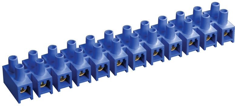 Зажим винтовой ЗВИ-10 2.5-6 мм. кв. 12пар не поддерживающий горение синий IEK UZV6-010-06