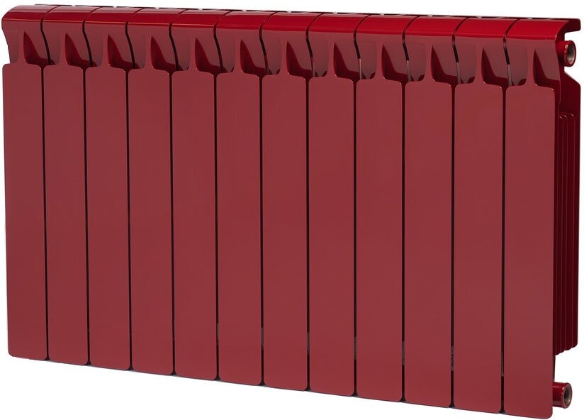 Секционный биметаллический радиатор Rifar Monolit 500 12 секций с боковым подключением Бордо RAL 3011