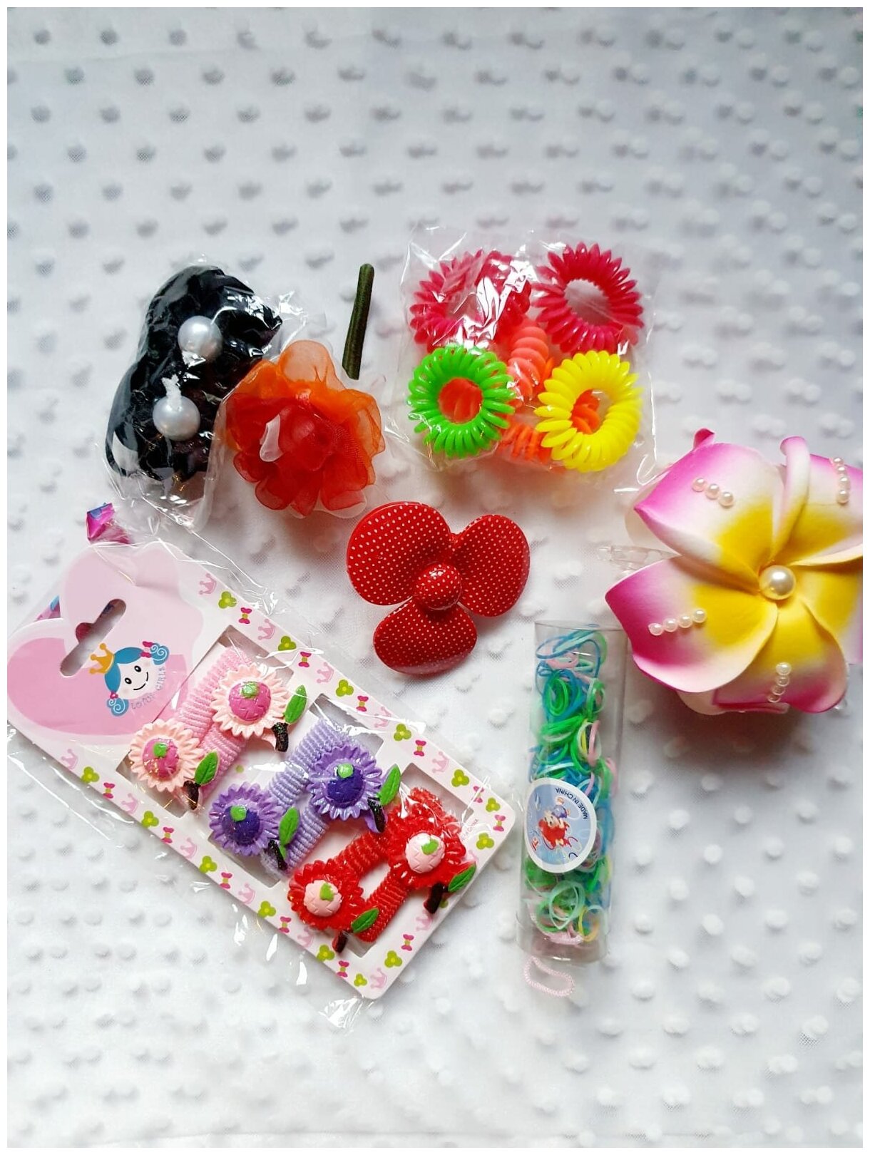 Детские набор аксессуаров для волос черный (резинки, заколки, краб)