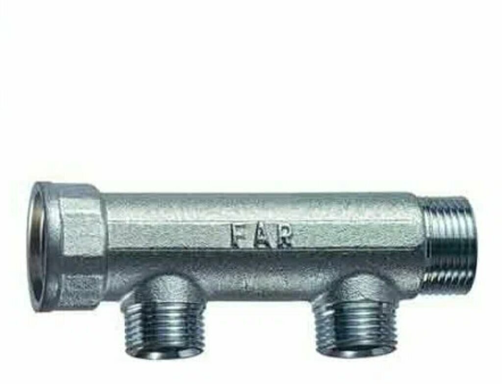 Коллектор FAR 1 1/4" (ВР-НР) с 2 отв. 1/2" ВР (межосев. 50 мм)