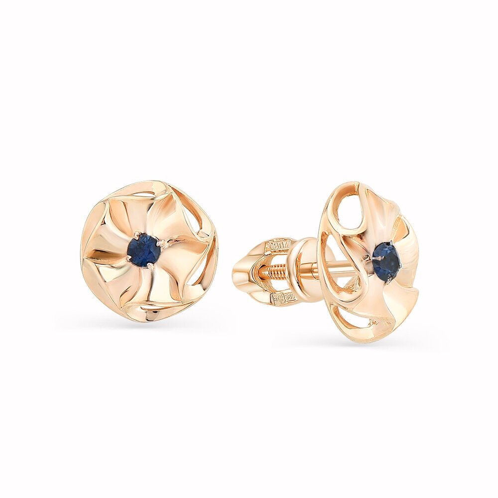 Серьги, белое золото, 585 проба, сапфир