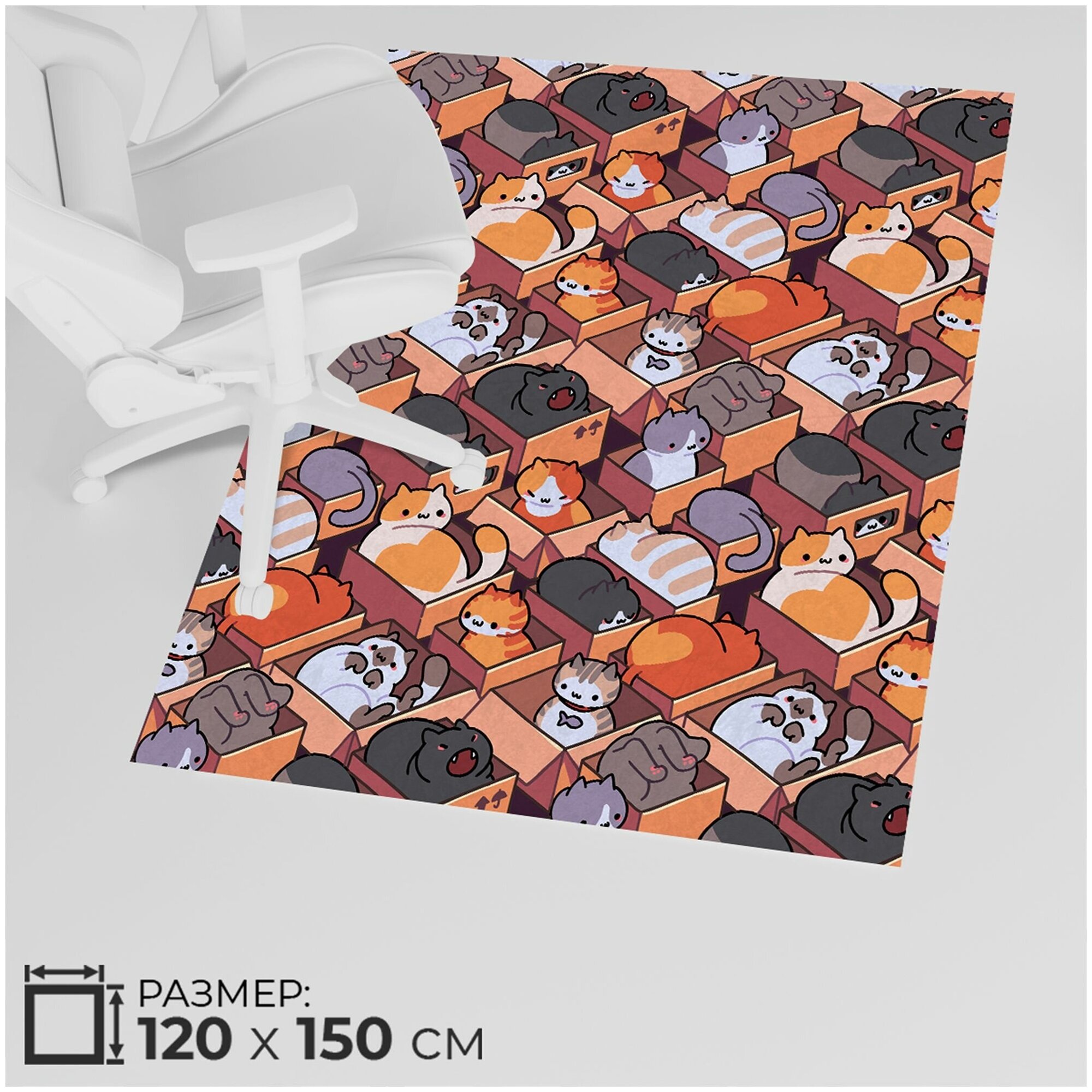 Защитный коврик под компьютерное кресло мультяшные коты 4
