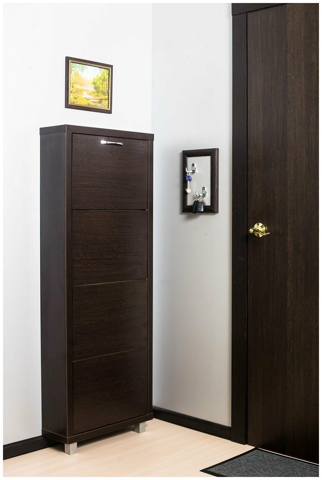 Шкаф обувной Ironnori Люкс, Венге 4 отделения, откидная дверь