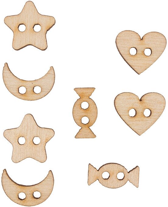 Заготовка для декорирования "Mr. Carving" ВД-398 Набор пуговиц фанера 0.3 см 8 шт №2 "Праздник"