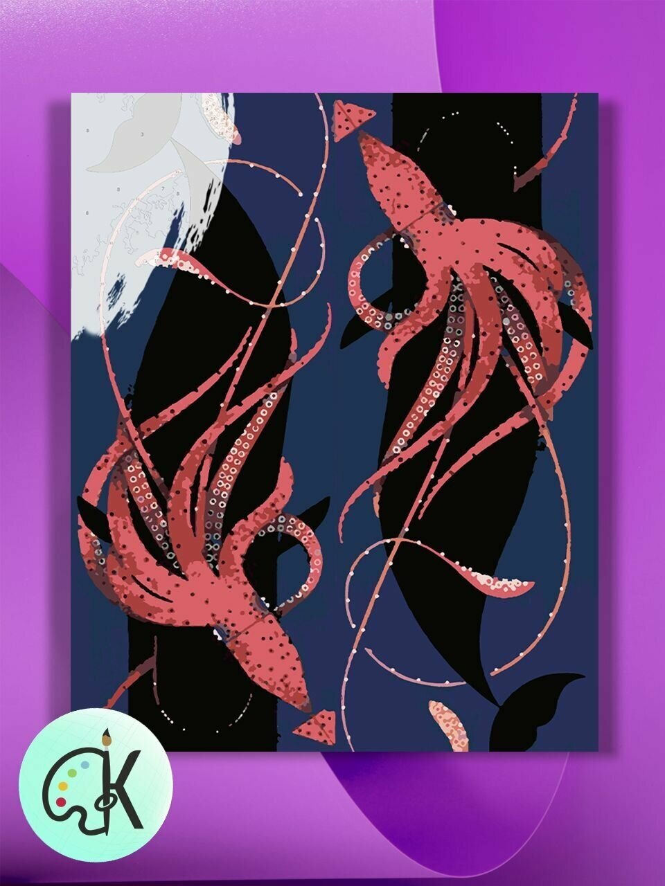 Картина по номерам на холсте Японское искусство Кальмар, 40 х 50 см