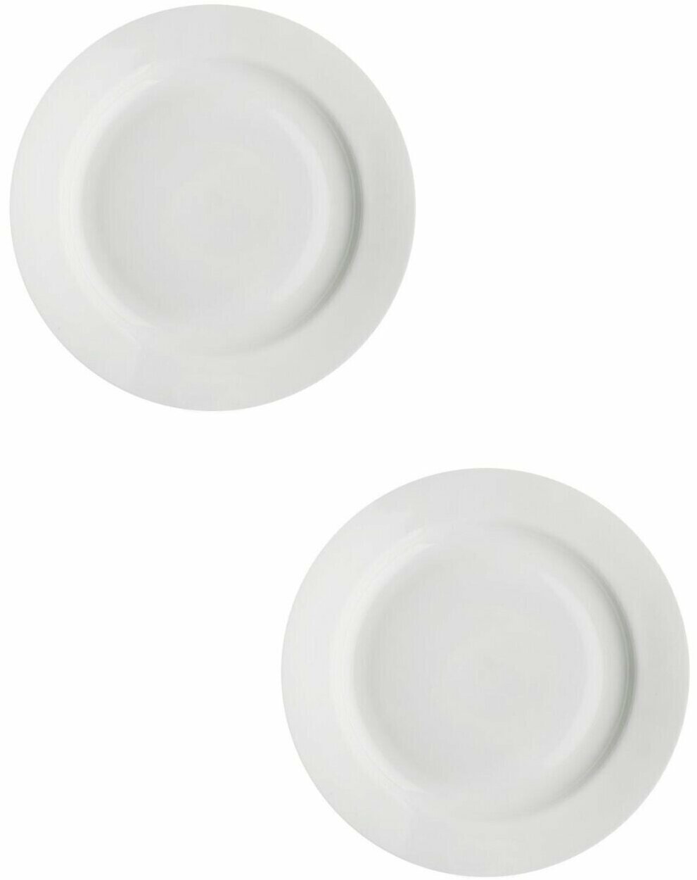 Набор тарелок мелких 200 мм белые, гладкий край, 2 штуки