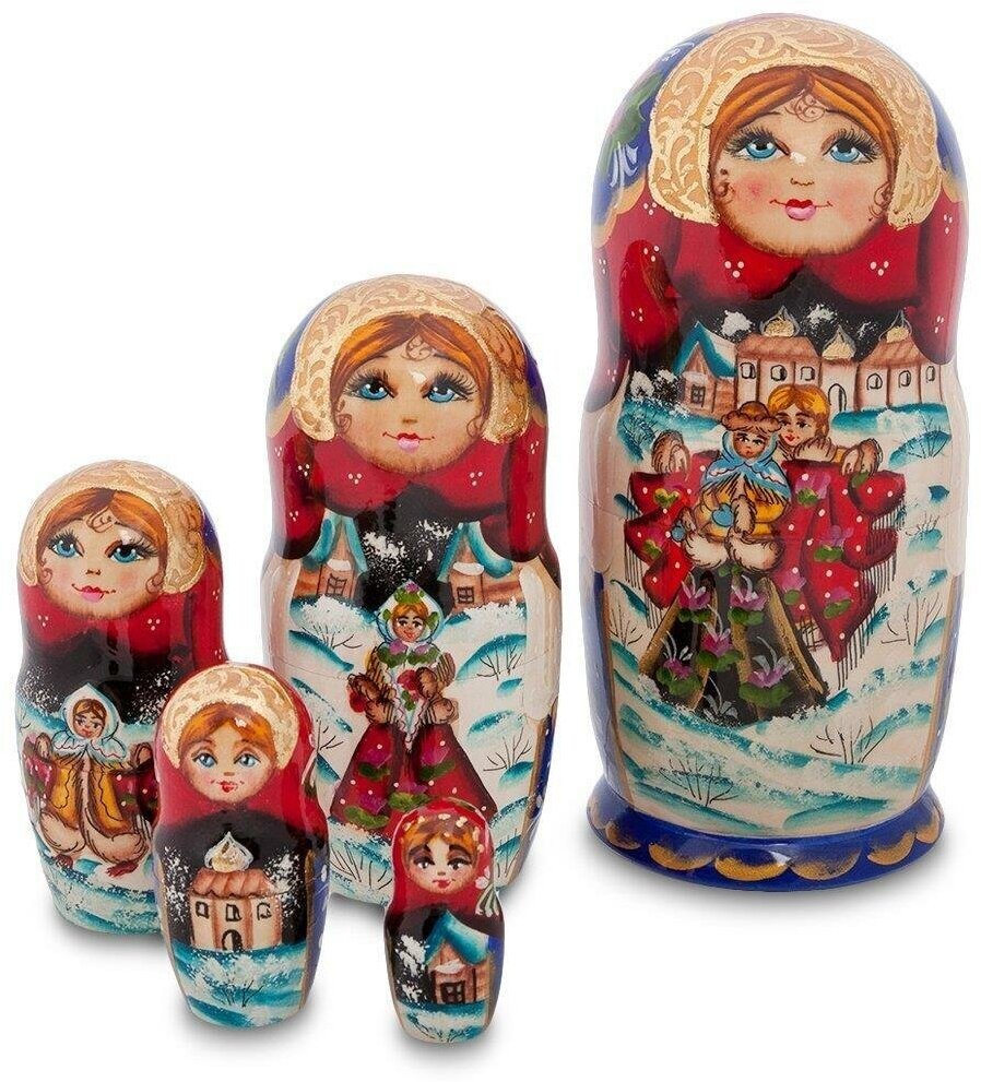 Матрешка 5м "Зима" A2067398 Народные промыслы, Дерево липа, краски, лак