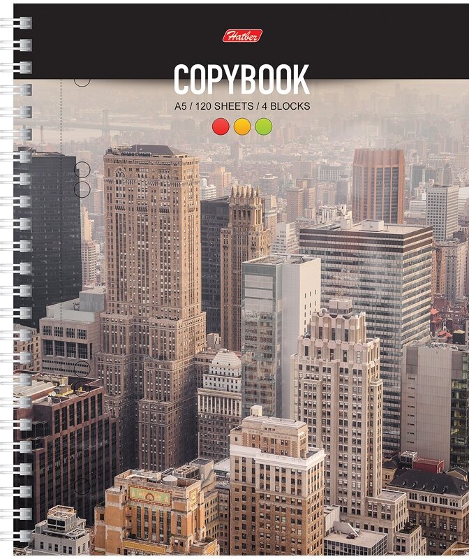 Тетрадь Hatber 120л А5ф на гребне 3 цв. разделителя перфорация на отрыв, City Style.