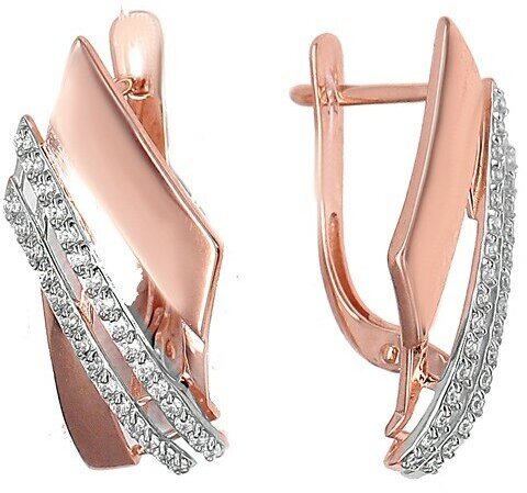 Серьги, красное золото, 585 проба, фианит