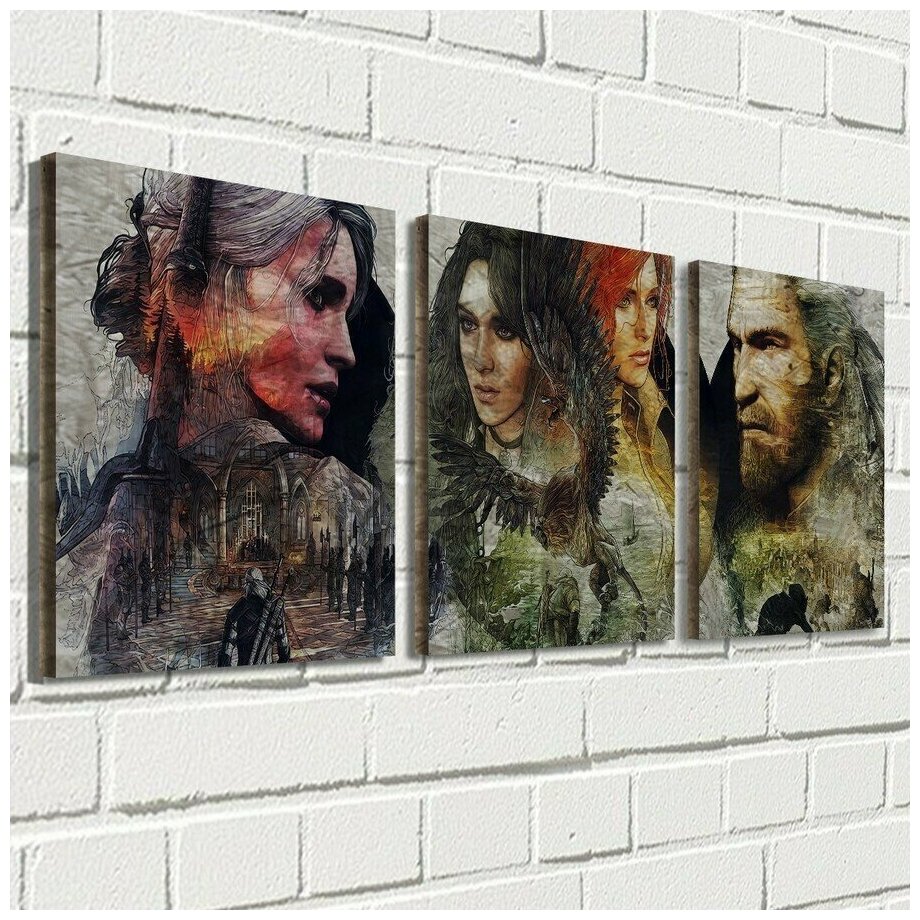 Модульная картина на рельефной доске ОСП 66x24 см квадратные Witcher 3 Wild Hunt - 29