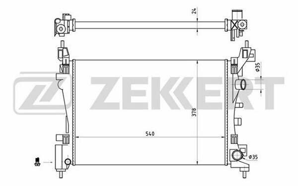 Zekkert Радиатор охлождения двигателя для Fiat Grande Punto (199) 08- Opel Corsa D 06- МКПП