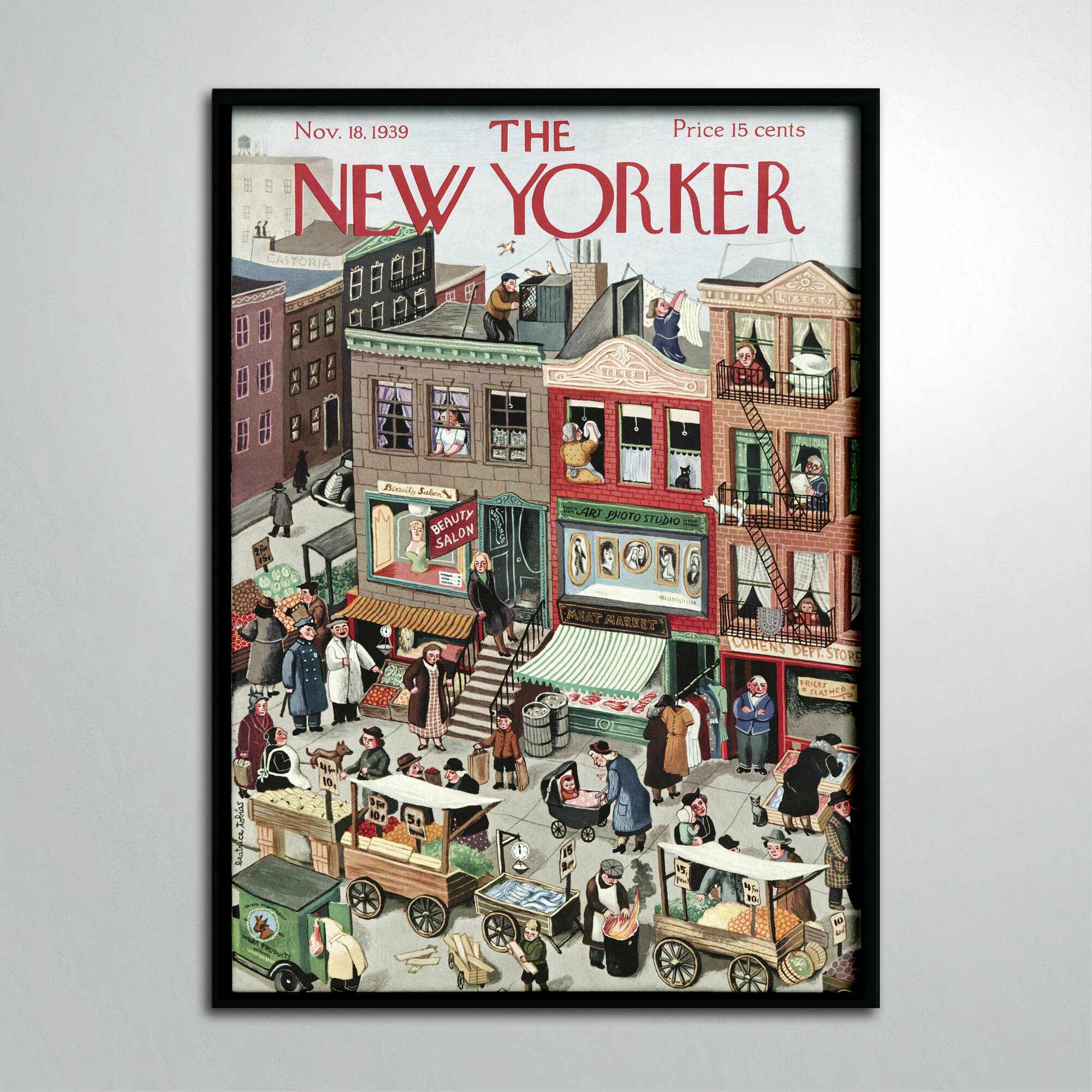 Постер без рамы/Постер для интерьера/Плакат Винтажный Журнал Нью Йоркер The NEW YORKER 18 ноябрь 1939 г (А2/420х594)