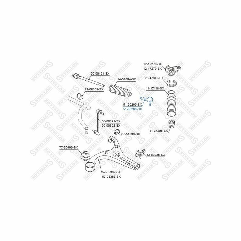 Наконечник рулевой тяги KIA RIO II (JB), STELLOX 5100296SX