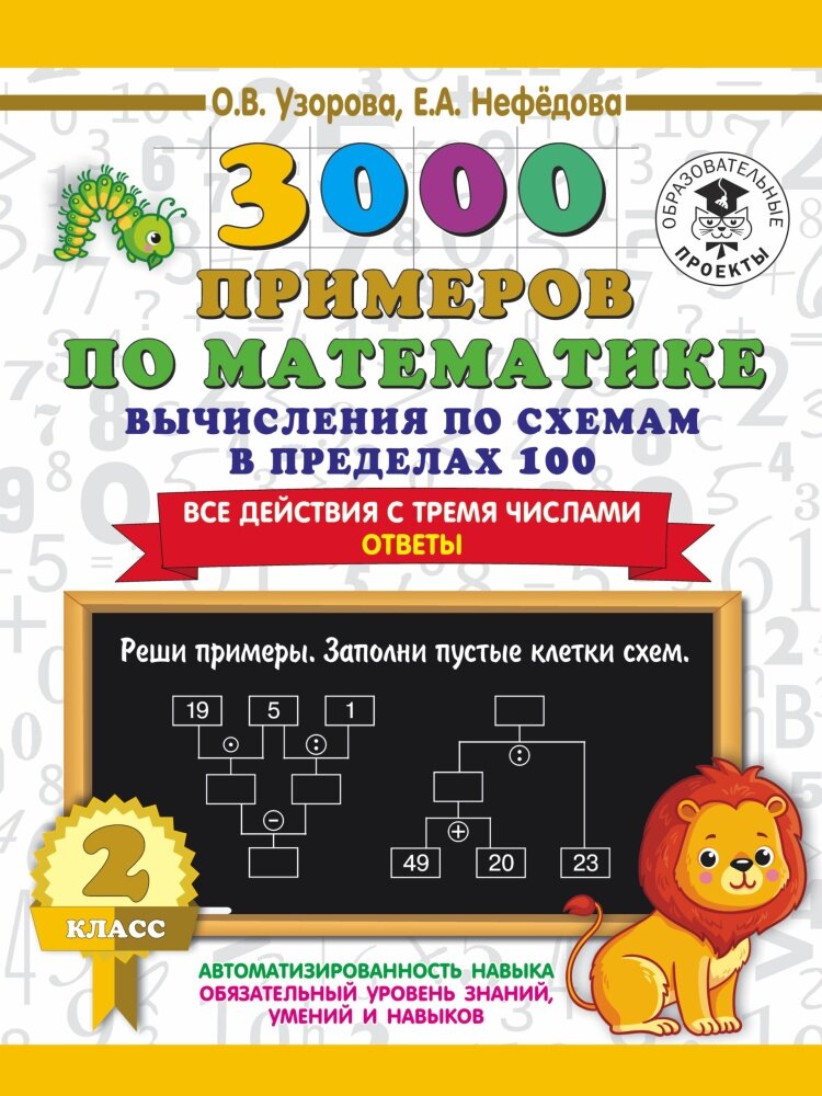 3000 примеров по математике. Вычисления в пределах 100. Все действия с тремя числами. 2класс (Узорова)