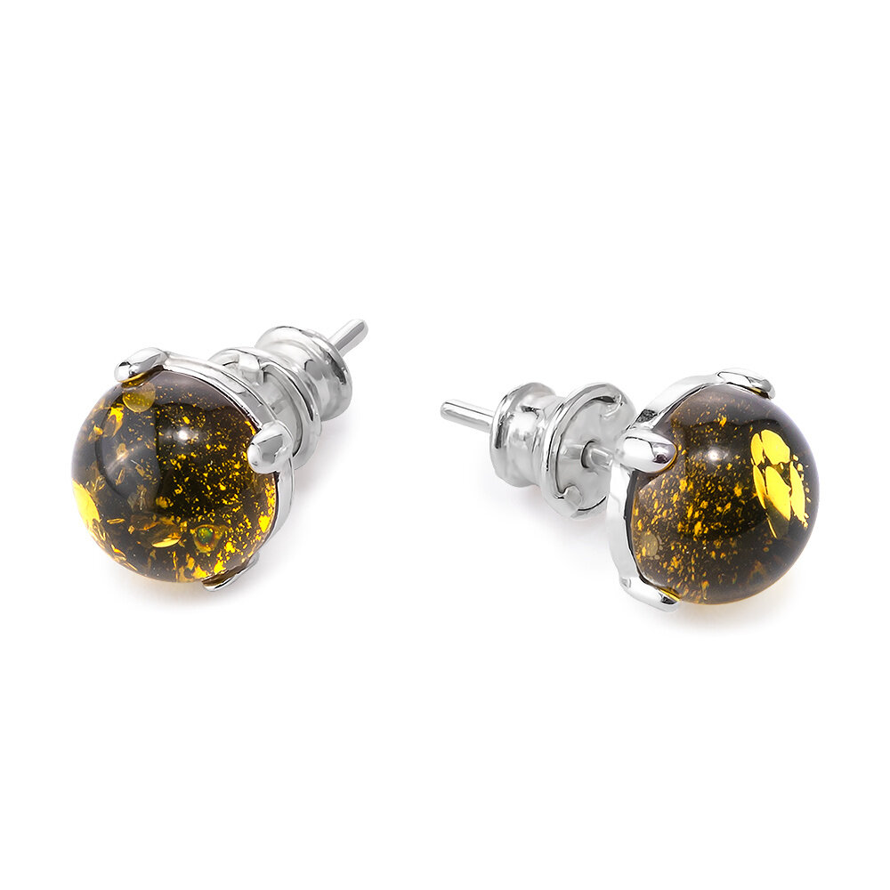 Серьги, 925 проба, янтарь