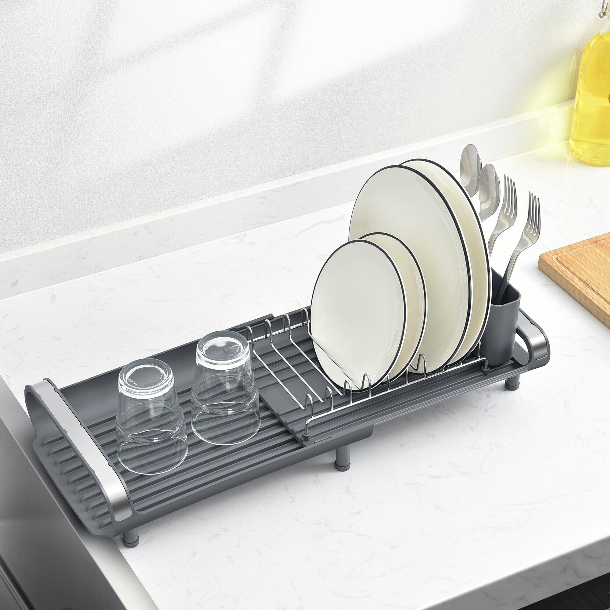 Сушилка для посуды shelf-market настольная silver+grey.