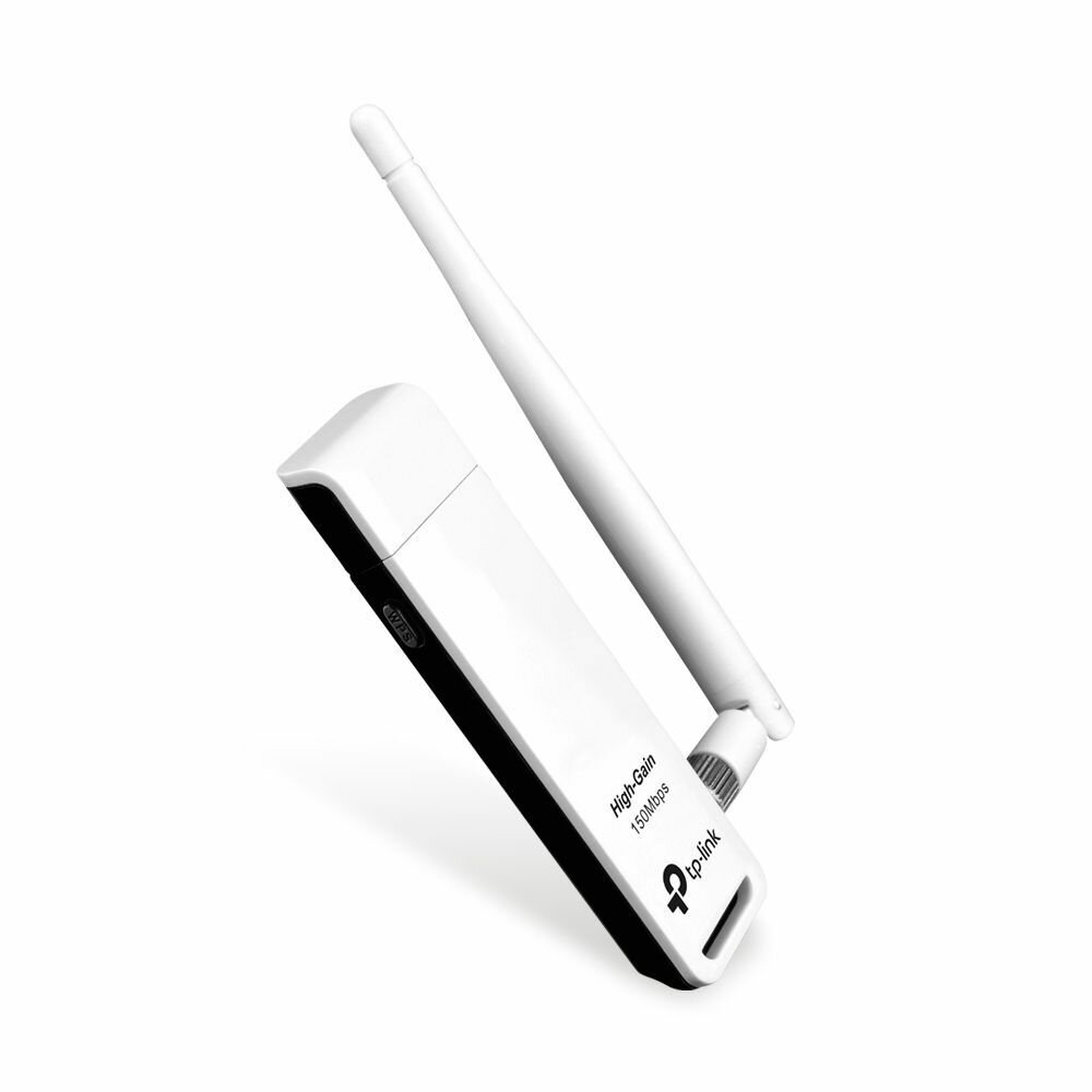 TP-Link TL-WN722N Wi-Fi USB-адаптер высокого усиления N150, до 150 Мбит/с на 2,4 ГГц, 1 внешняя антенна, USB 2.0