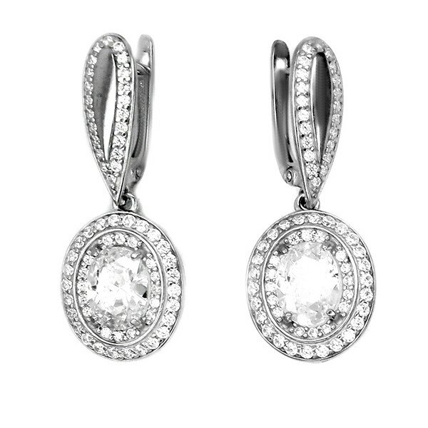 Серьги, серебро, 925 проба, фианит