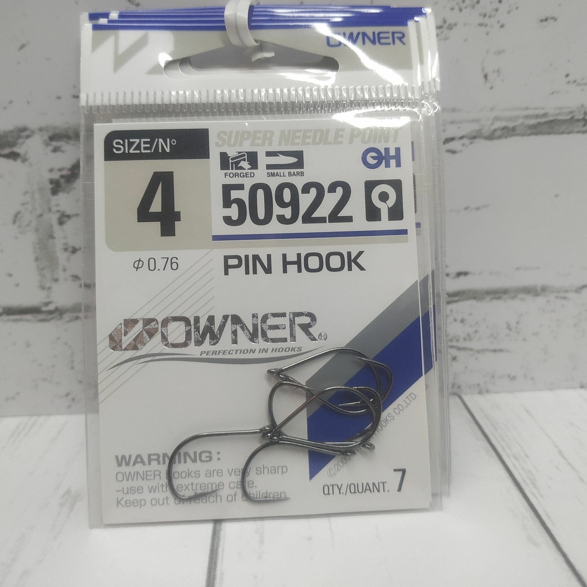 Крючки OWNER PIN HOOK 50922 №4-7шт -5уп (35шт)ORIGINАL. Овнер Крючок. Одинарные для рыбалки.