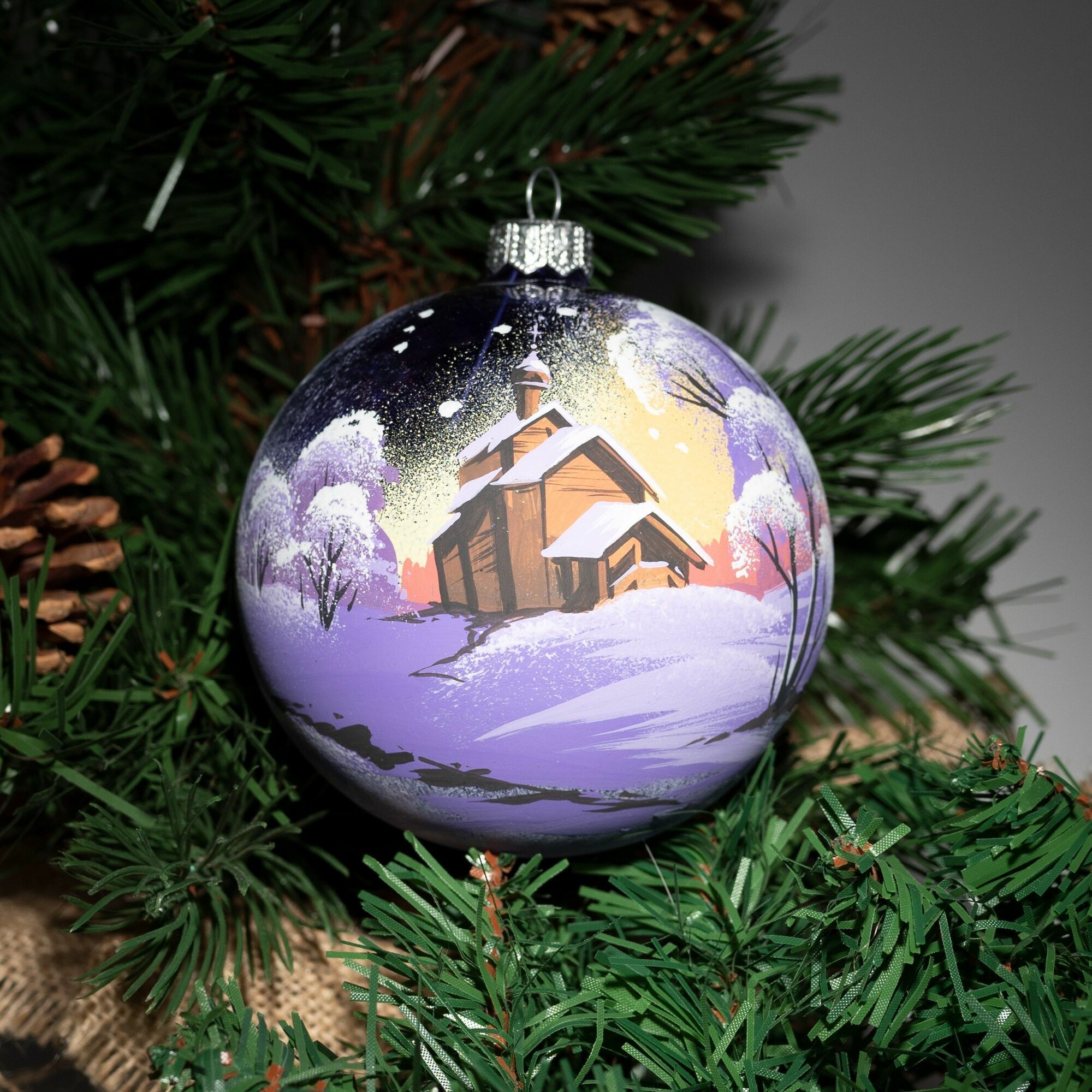 Шар на елку Одинокий храм 10 см