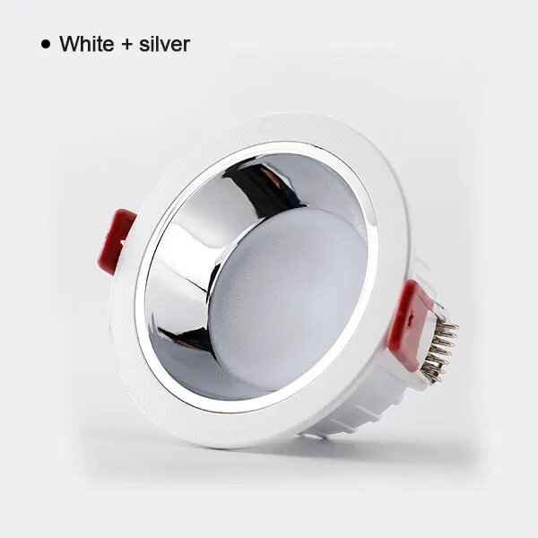 Teetealy встраиваемые LED светильники 220В 7-24Вт Warm white 3000K, Белый, White silver, 9W 220V