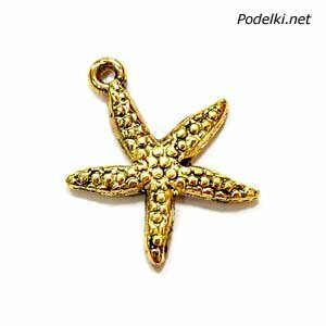 Фурнитура для бижутерии Подвеска Морская звезда 0004828 золотой цвет 20x17 мм, цена за 10 шт.