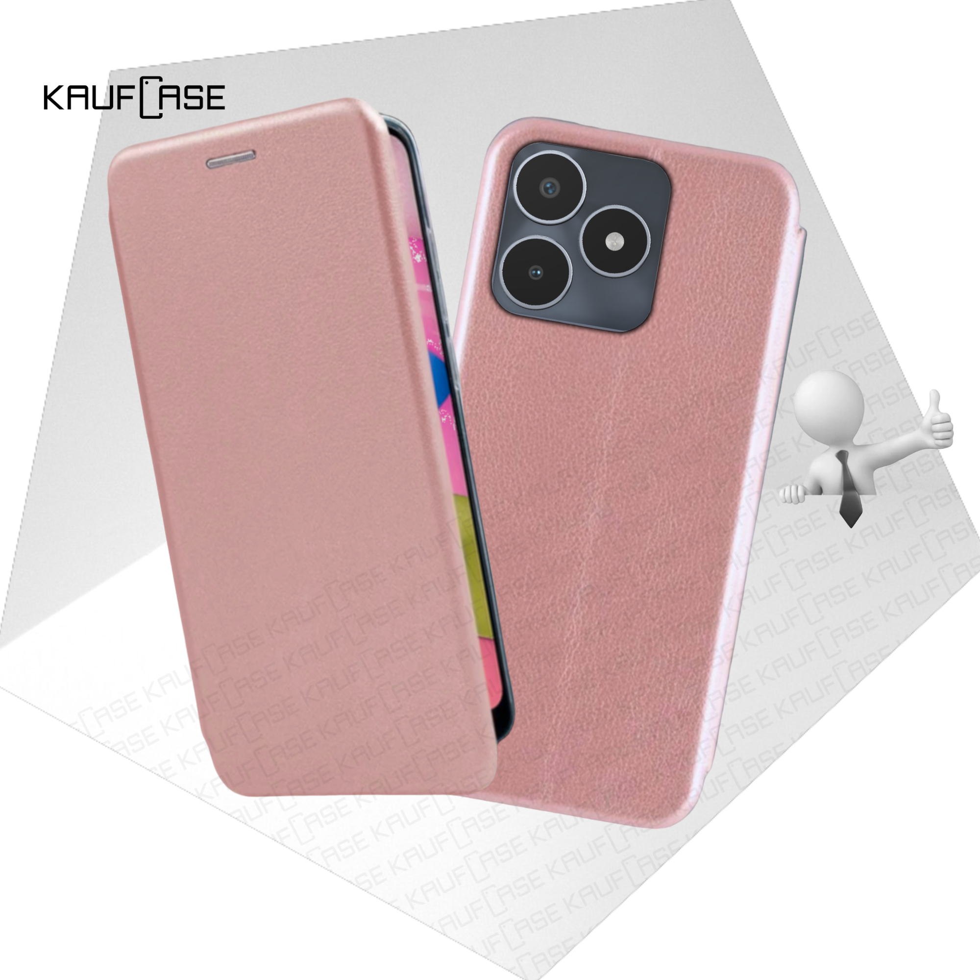 Чехол книжка для телефона Realme C53/C51 (RMX3760/ RMX3830) (6.74"), розовое золото. Текстура под кожу