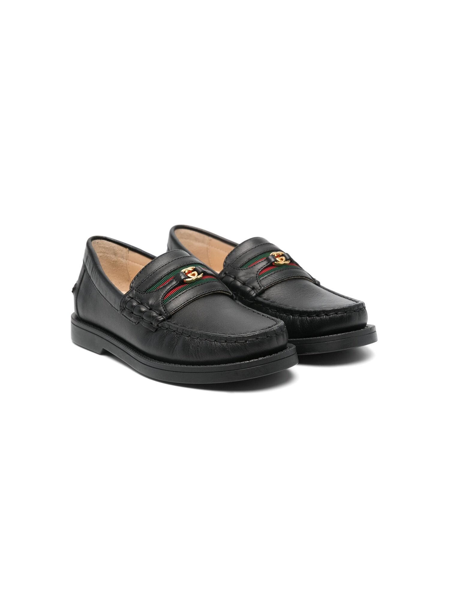 Туфли Interlocking G Web leather loafers