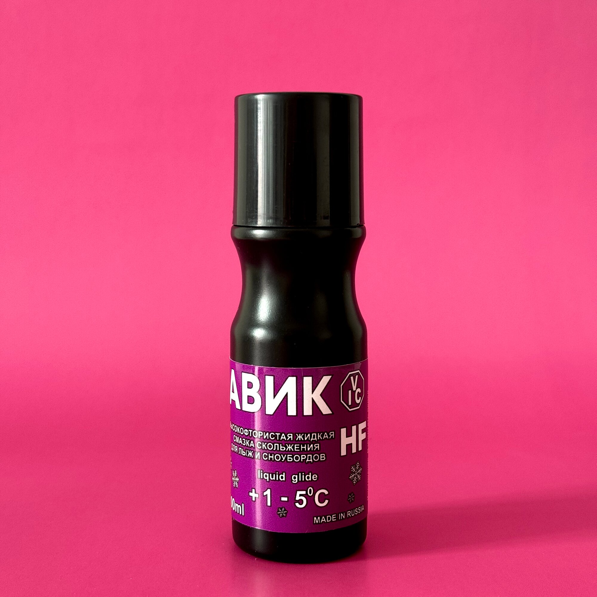 Жидкий высокофтористый парафин для лыж и сноубордов Авик Liquid MID HF + 1 - 5 C, со фтором, с аппликатором 100 мл, фиолетовая.