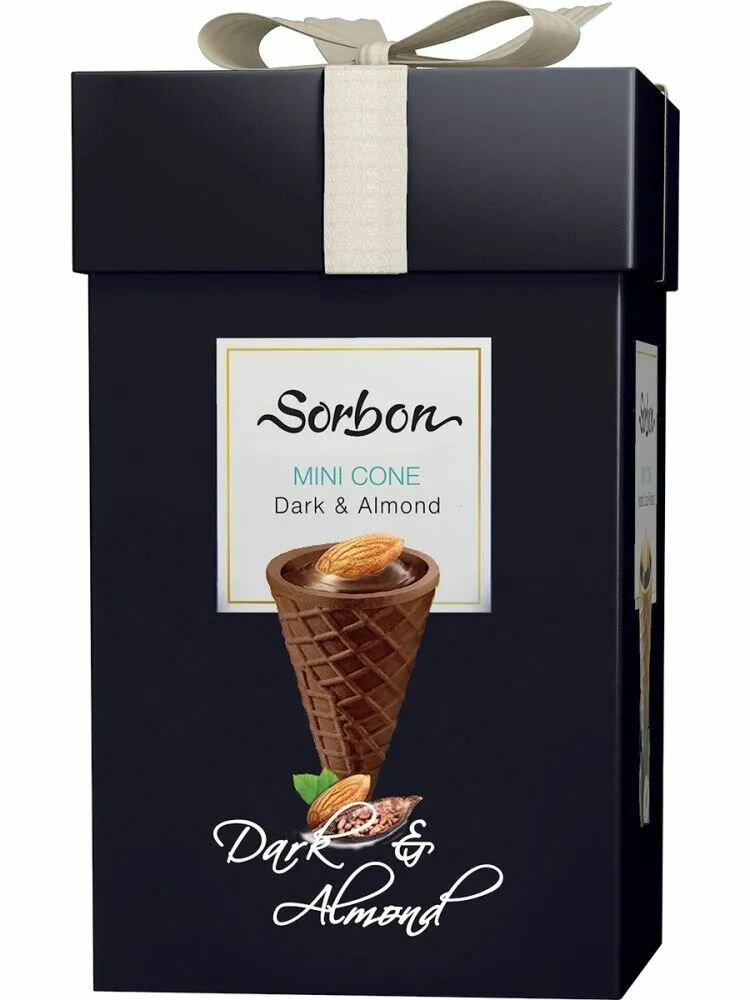 SORBON Конфеты Мини-рожок Темный шоколад и миндаль 200г