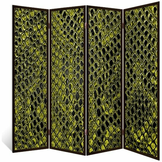 Ширма перегородка Декор Депо для комнаты деревянная "Питон" двухсторонняя с картинкой (уют) 4 створки венге 176х185 см 14 кг