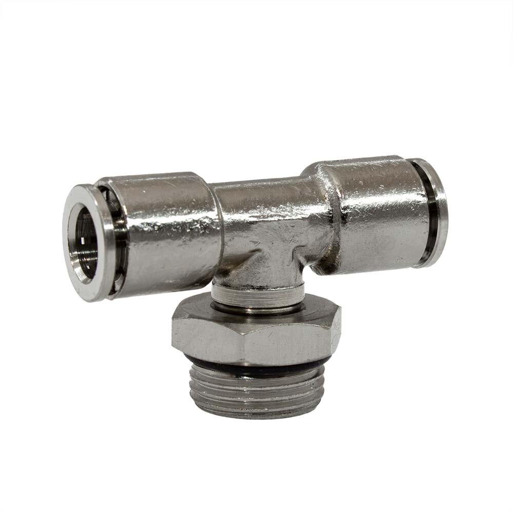 Пневмофитинг цанговый T-образный Cn-T3/8M-8 для полиуретановых и рильсановых трубок, Арт. 5734